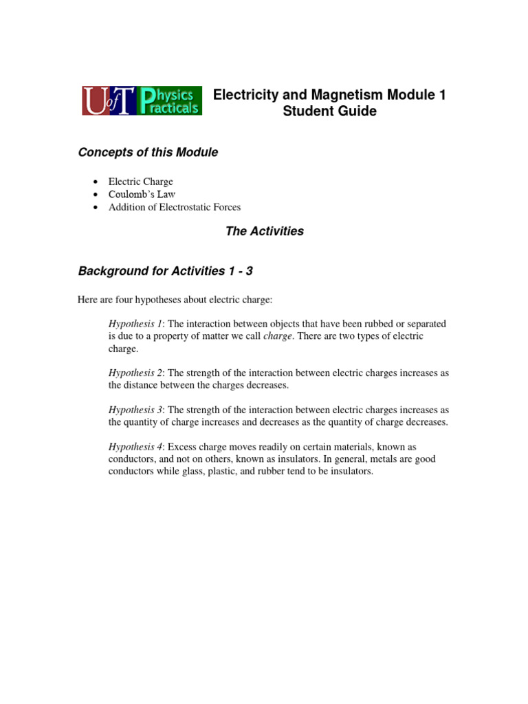 EM Module01 Student | PDF | Electric Charge | Force