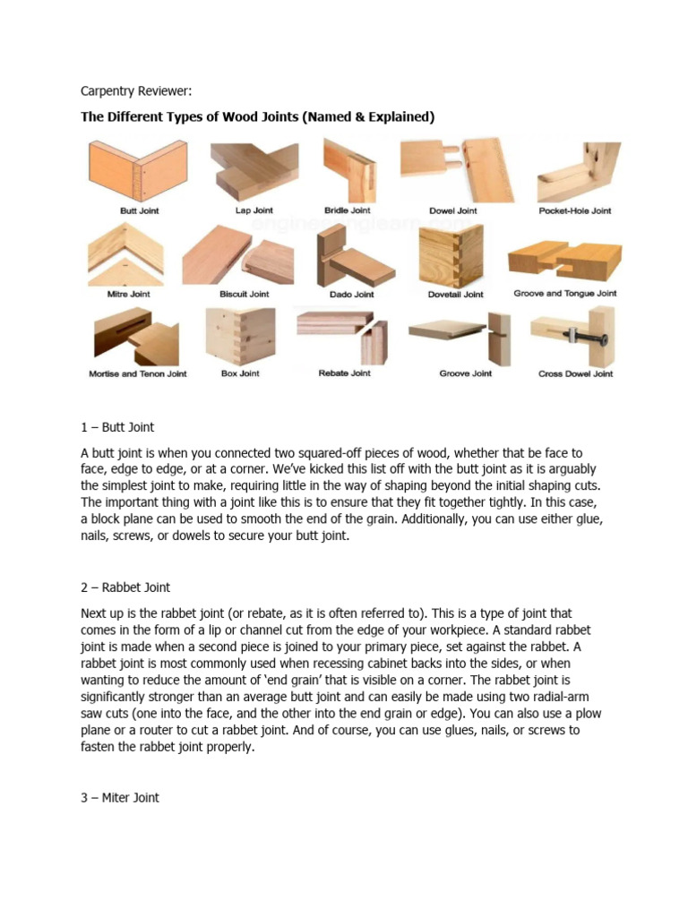 Carpentry Reviewer | PDF | Home & Garden
