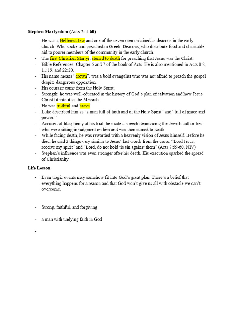 Stephen Martyrdom | PDF | Religion & Spirituality