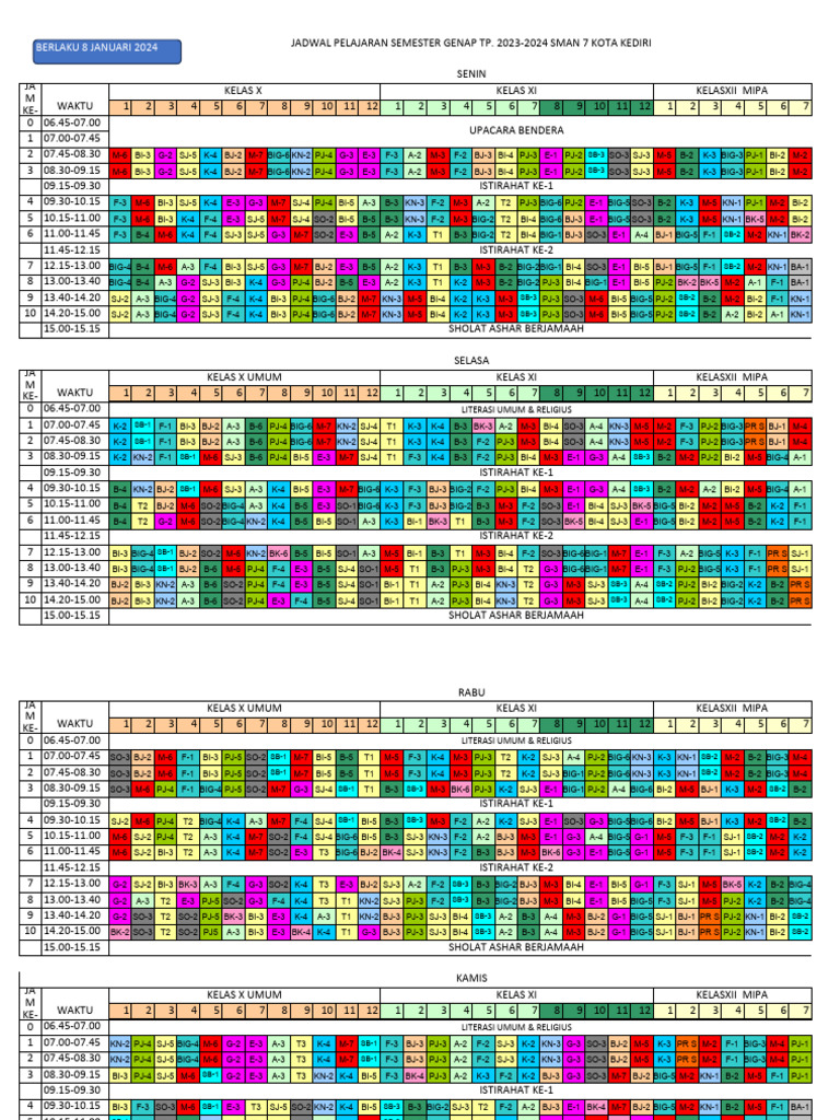 Draft Jadwal KBM Genap 23-24 Rev 1 | PDF