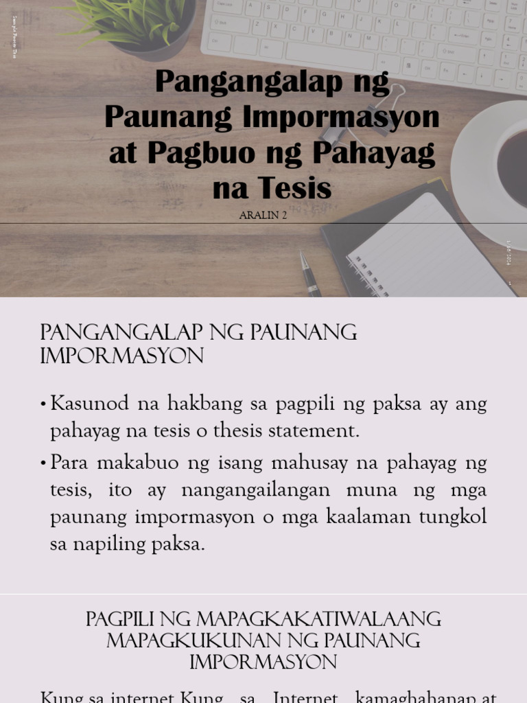Pangangalap NG Paunang Impormasyon at Pagbuo NG Pahahayag | PDF