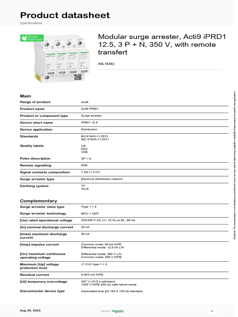 Acti 9 iPRF1 - PRD1 - A9L16482 | PDF | Electrical Equipment ...