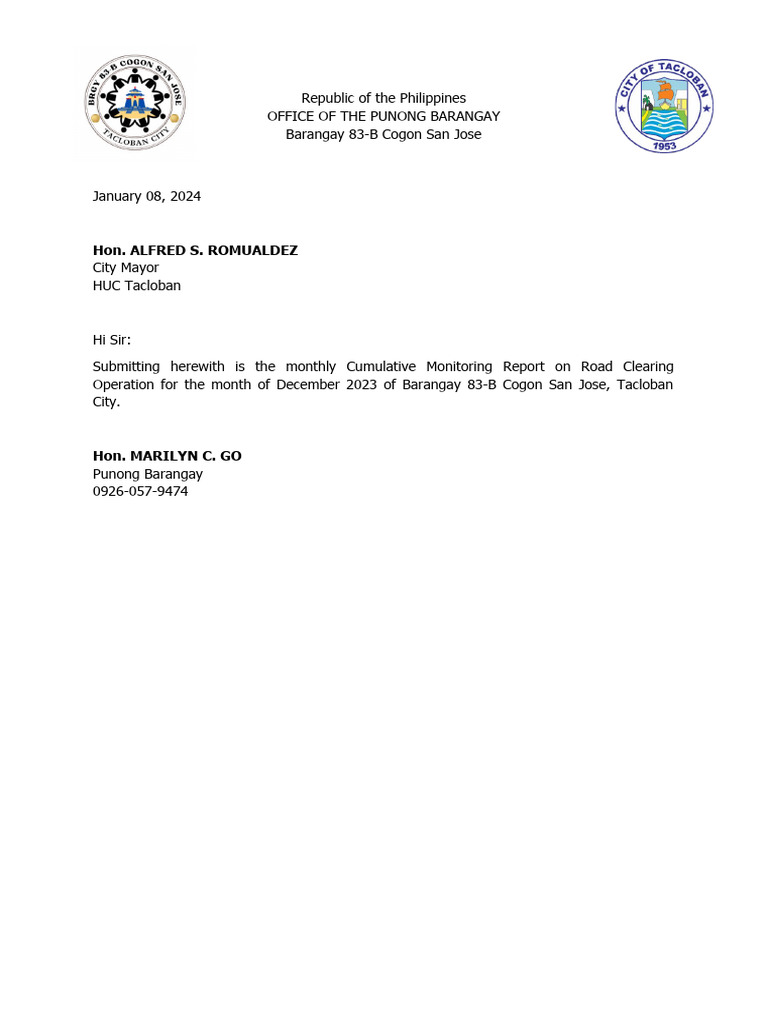 Road Clearing Operation Letter | PDF