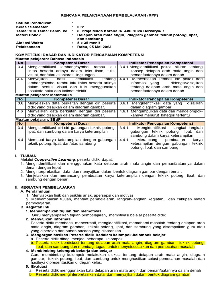 RPP Kelas 3 Tema 8 ST 4 Sra | PDF