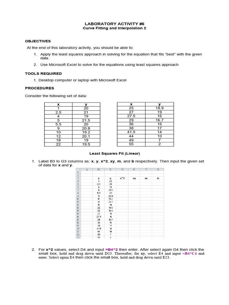 Laboratory Activity #6 | PDF | Least Squares | Equations