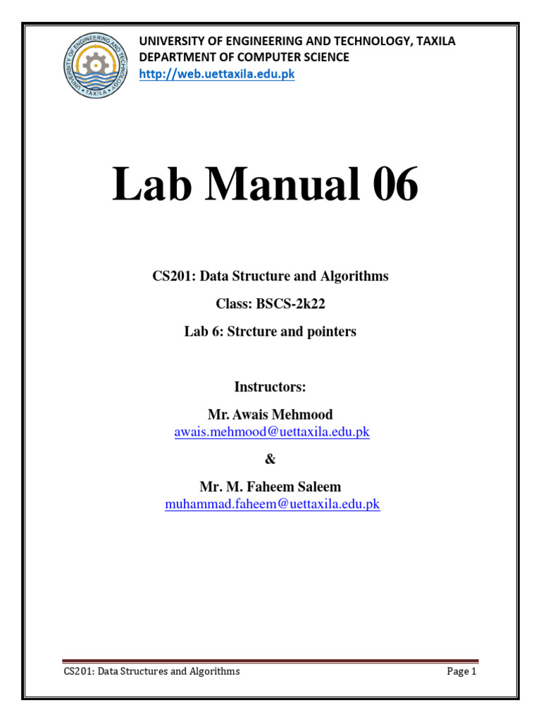 Dsalab6 Strcture And Pointers Pdf Pointer Computer Programming C 