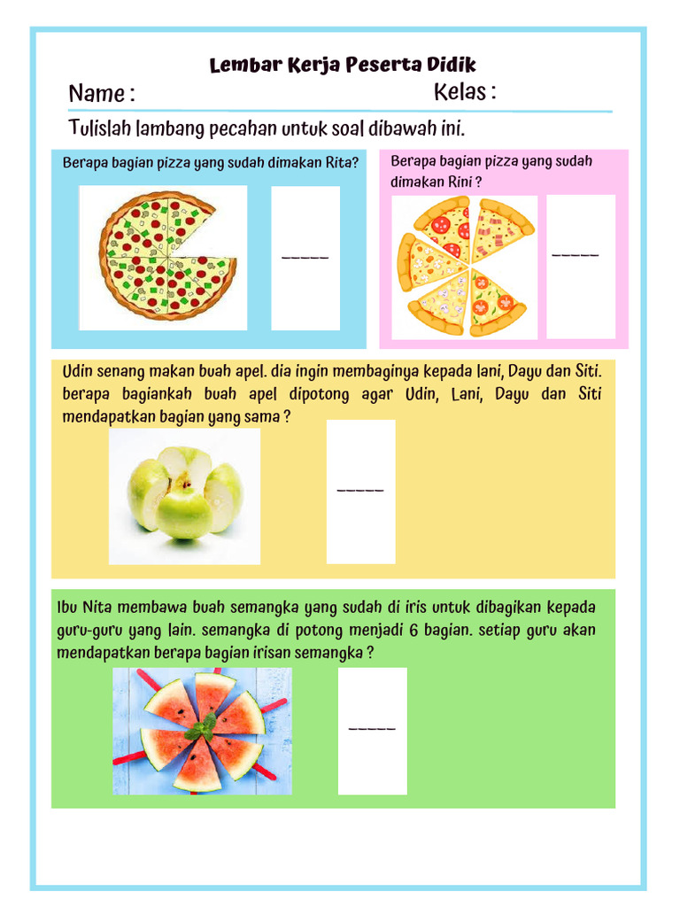 LKPD Kelas 3 SD Pecahan | PDF