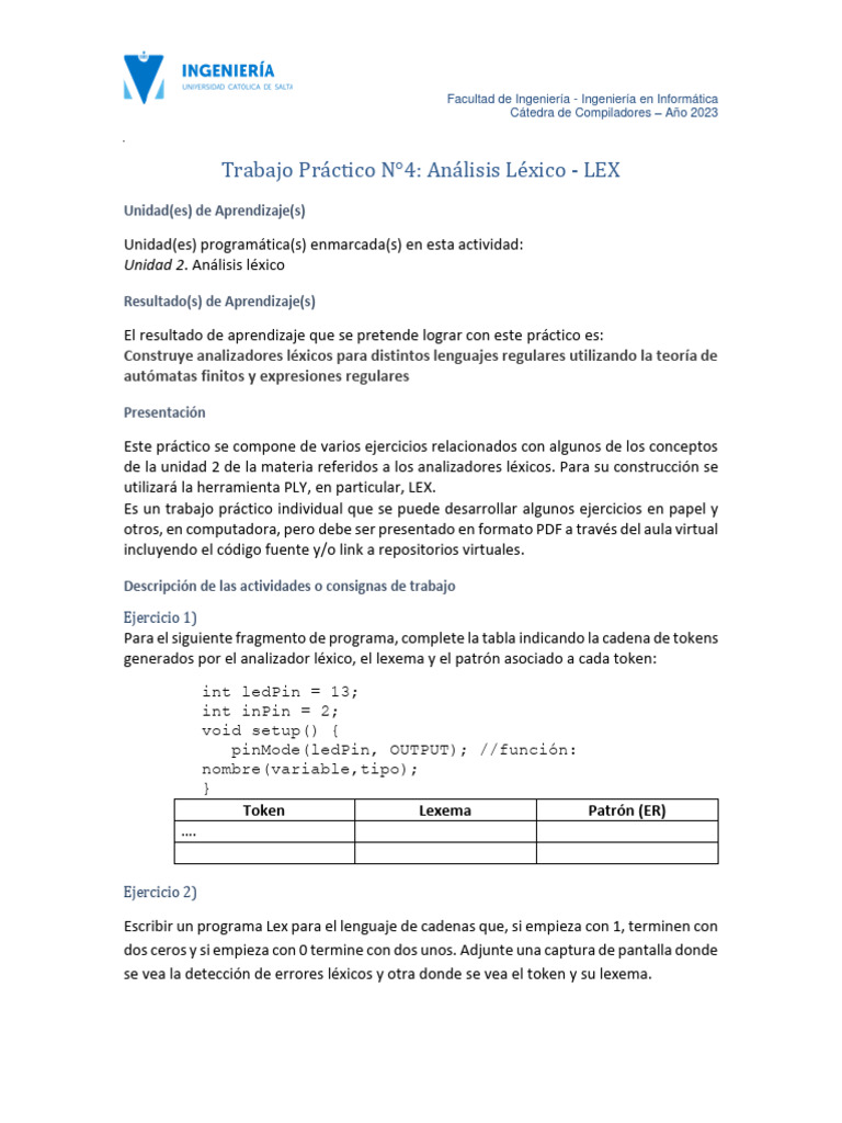 TP 4 - AL - Lex | PDF | Compilador | Desarrollo de software