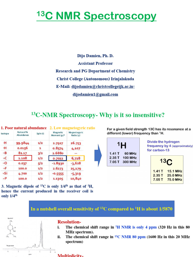 NMR 13C Dijo Damien | PDF | Carbon 13 Nuclear Magnetic Resonance | Nuclear Magnetic Resonance