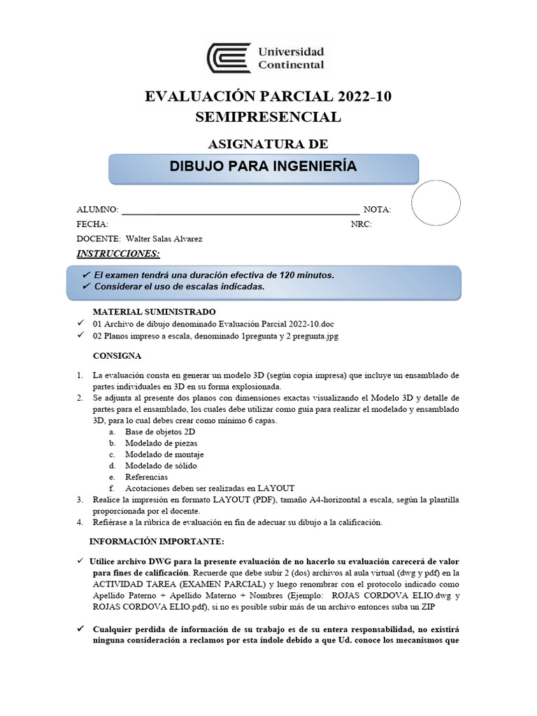 Evaluacion Parcial 2022-10 Consigna | PDF | Evaluación