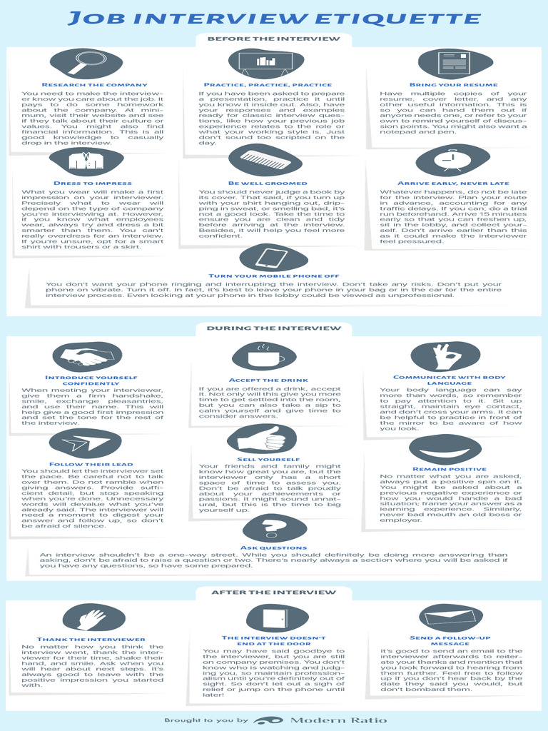 Job Interview Etiquette | Download Free PDF | Job Interview
