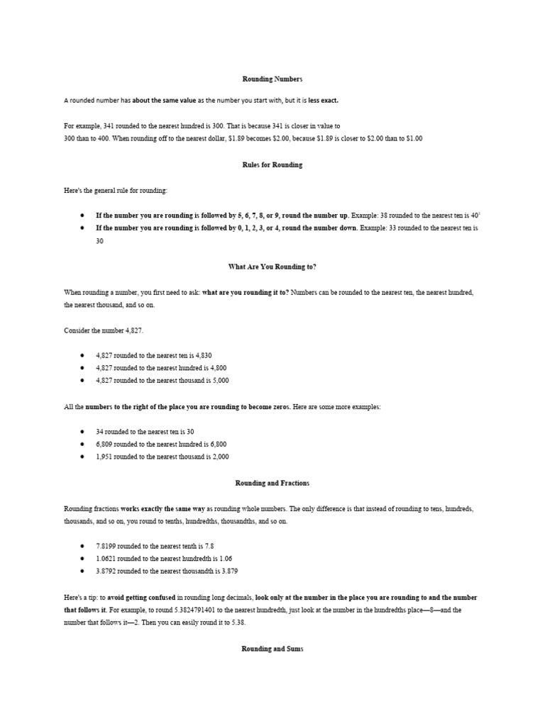 Rounding Numbers | PDF | Rounding | Numbers