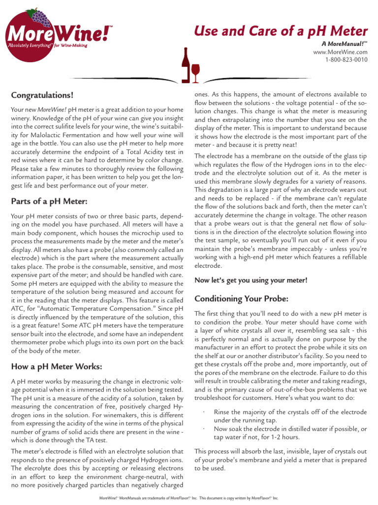 Use and Care of A PH Meter | PDF | Ph | Electrical Engineering