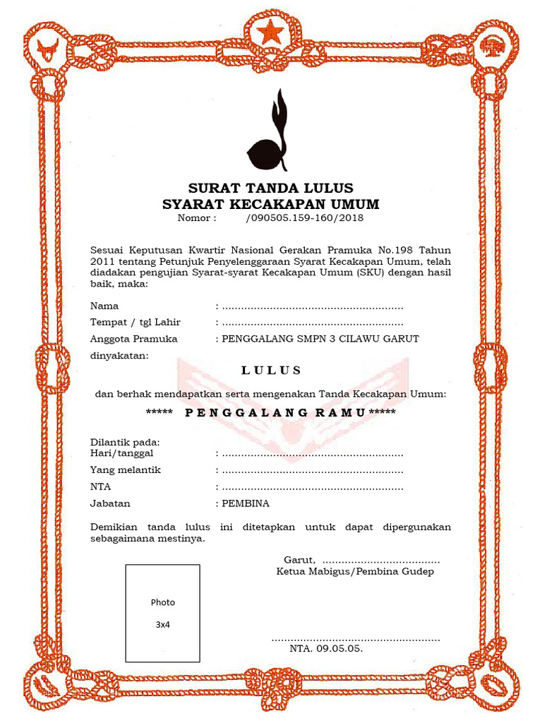 SURAT TANDA LULUS SKU Ramu A4 | PDF | Teknologi & Rekayasa