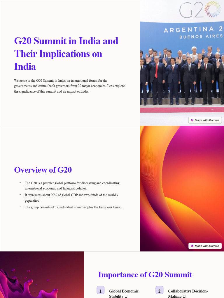 G20 Summit in India and Their Implications On India | PDF | Sustainability | Economic Growth