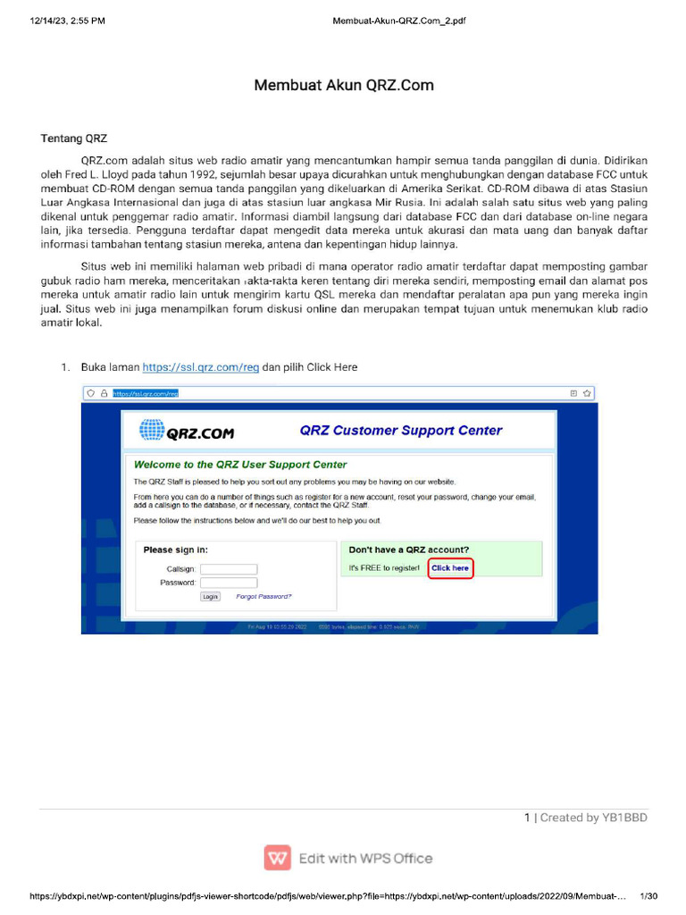 Membuat Akun QRZ - Com NDXC | PDF