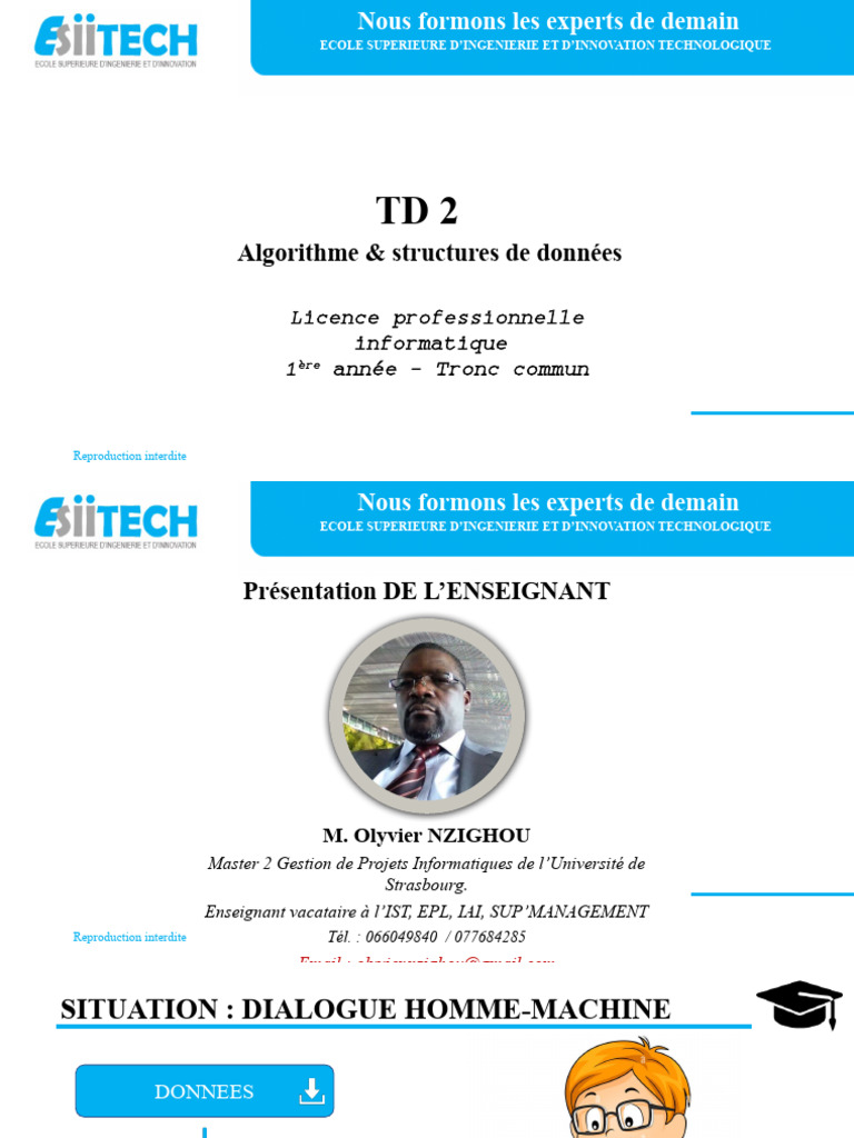 Algorithmes et Structures de Données : Exercices Pratiques | PDF | Informatique