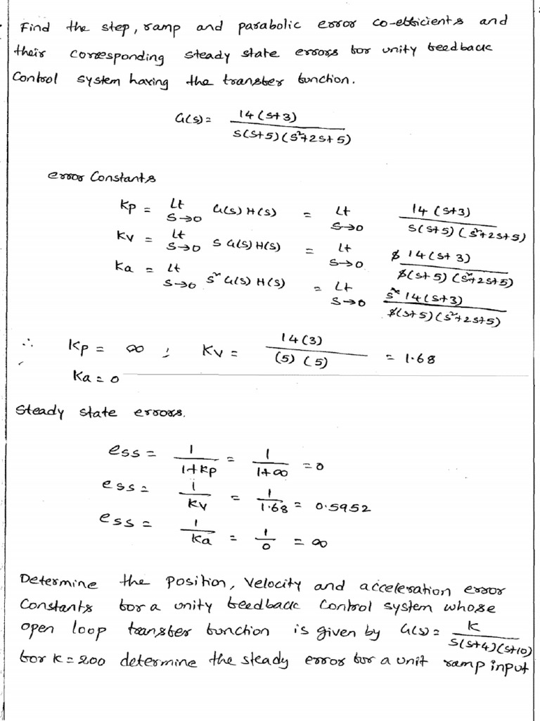 Problems On Static Error Constants | PDF