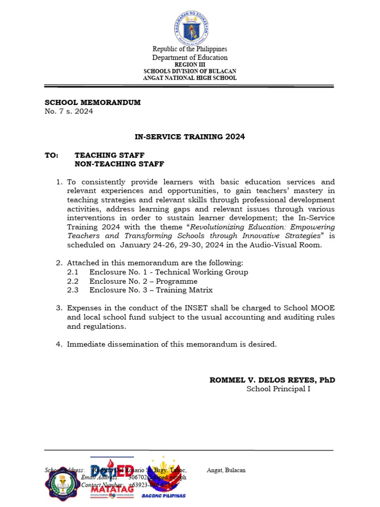School Memo 7 Inset | PDF