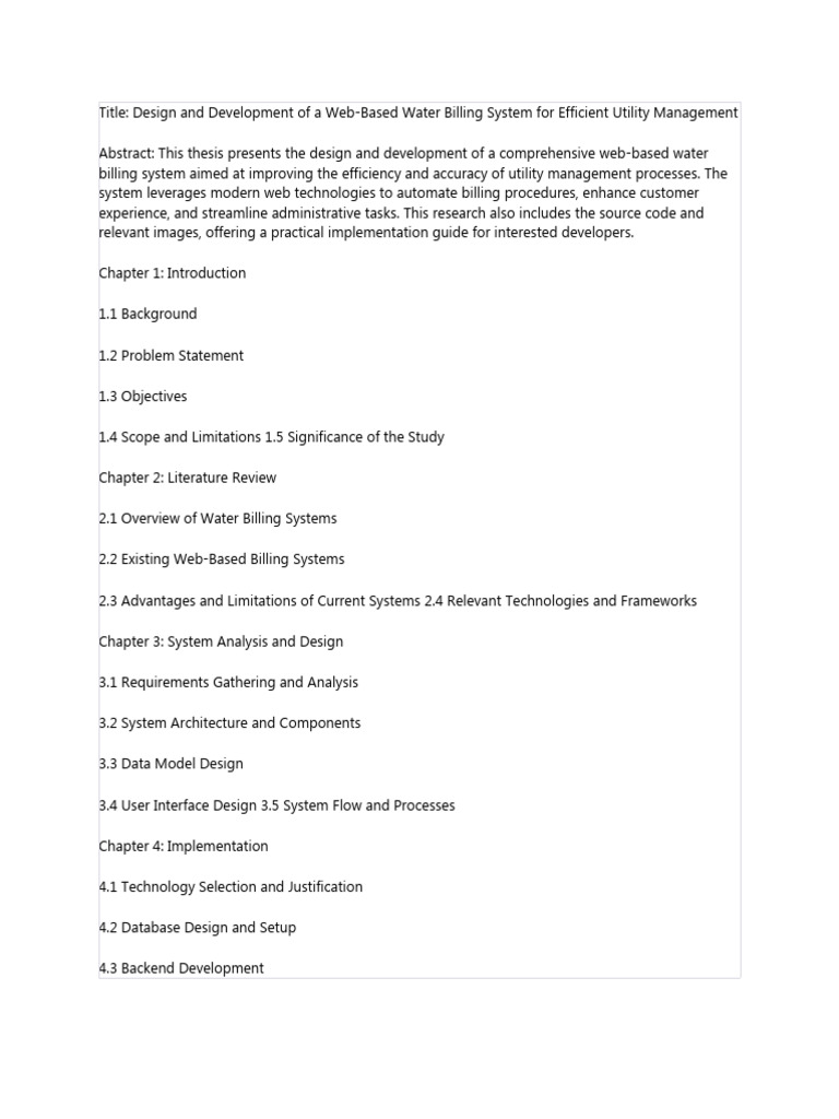 Web-Based Water Billing System Design | PDF | Usability | Databases