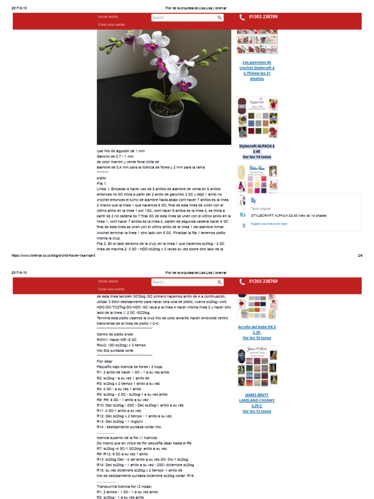 Flor de La Orquídea de Lisa Lisa Loremar | PDF | Tejer | Flores