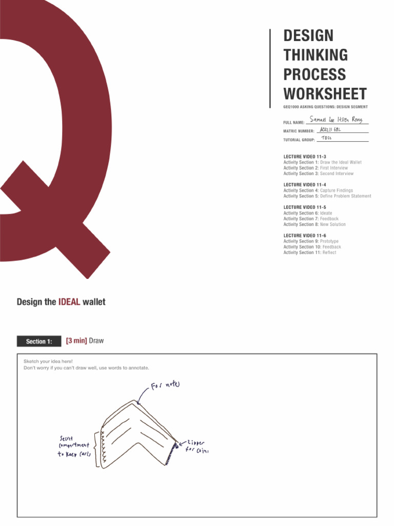 Design Thinking Process Worksheet | PDF