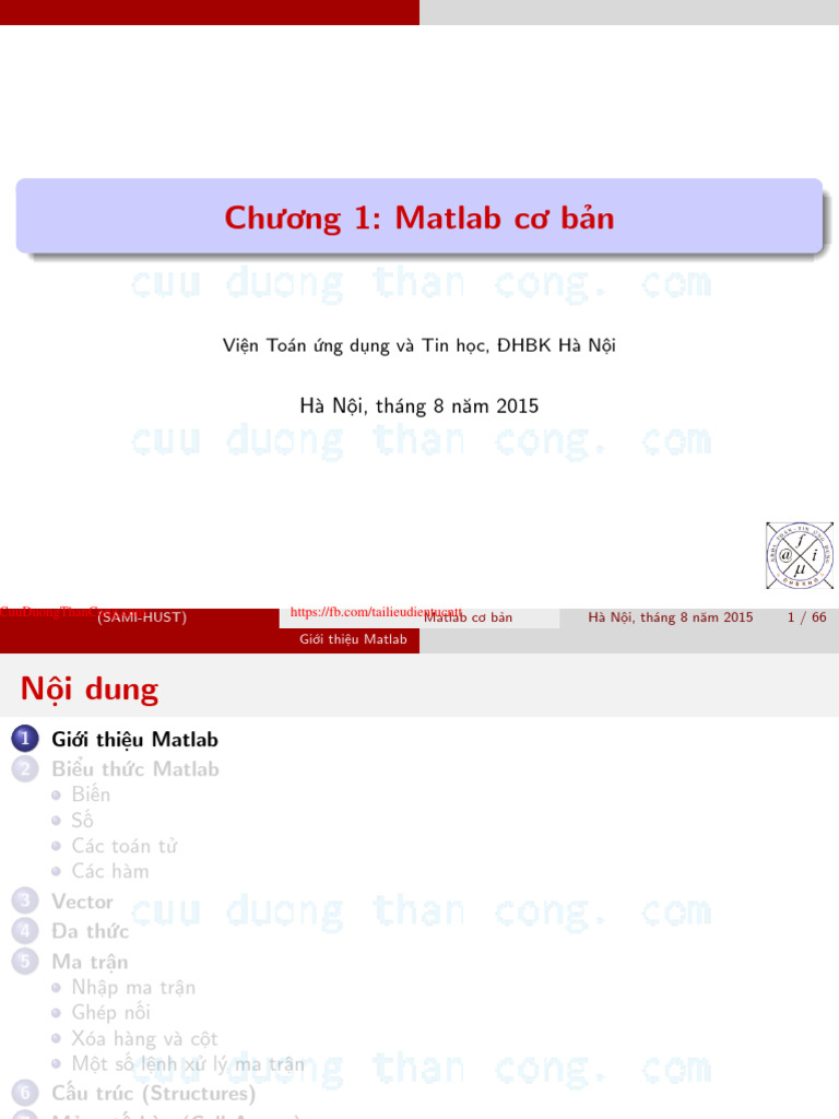 Matlab 1 Introduction Cuuduongthancong Com 9347 | PDF
