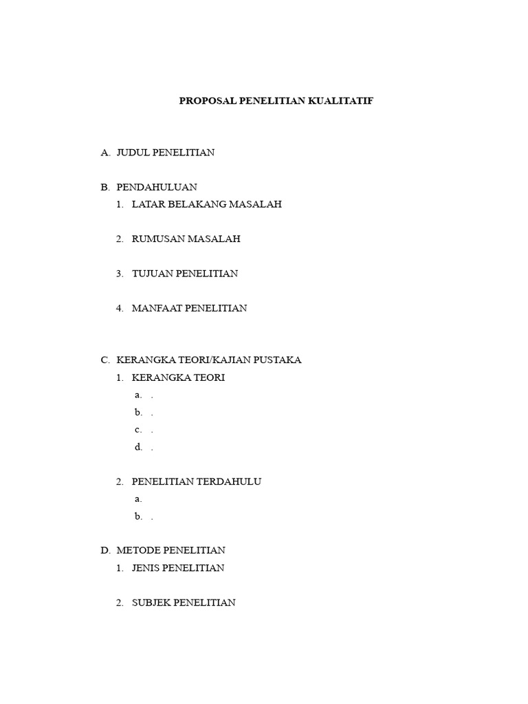 Template Proposal Penelitian Kualitatif | PDF