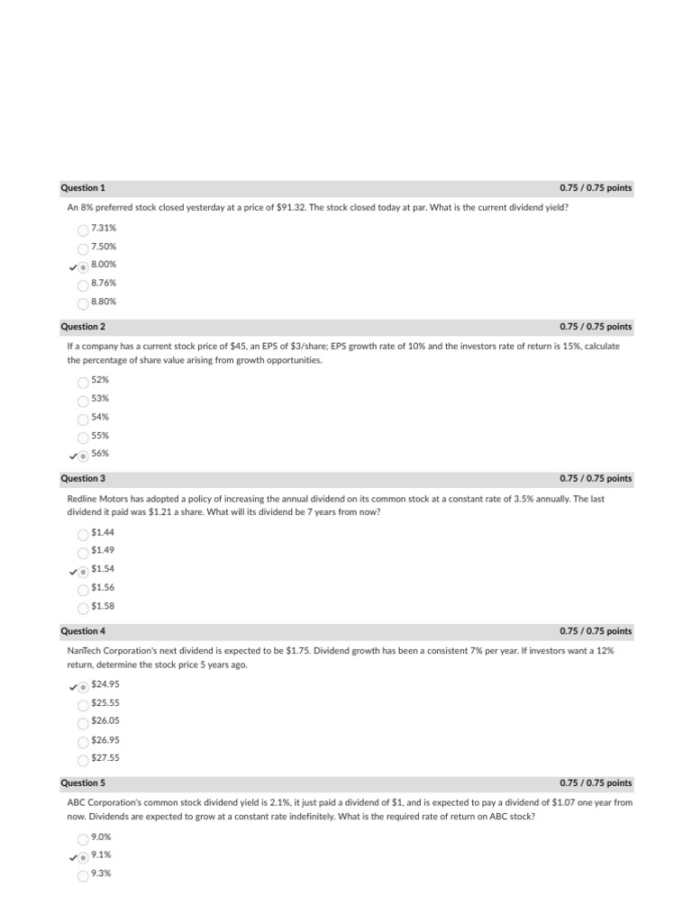 Quiz 3 | PDF | Finance & Money Management