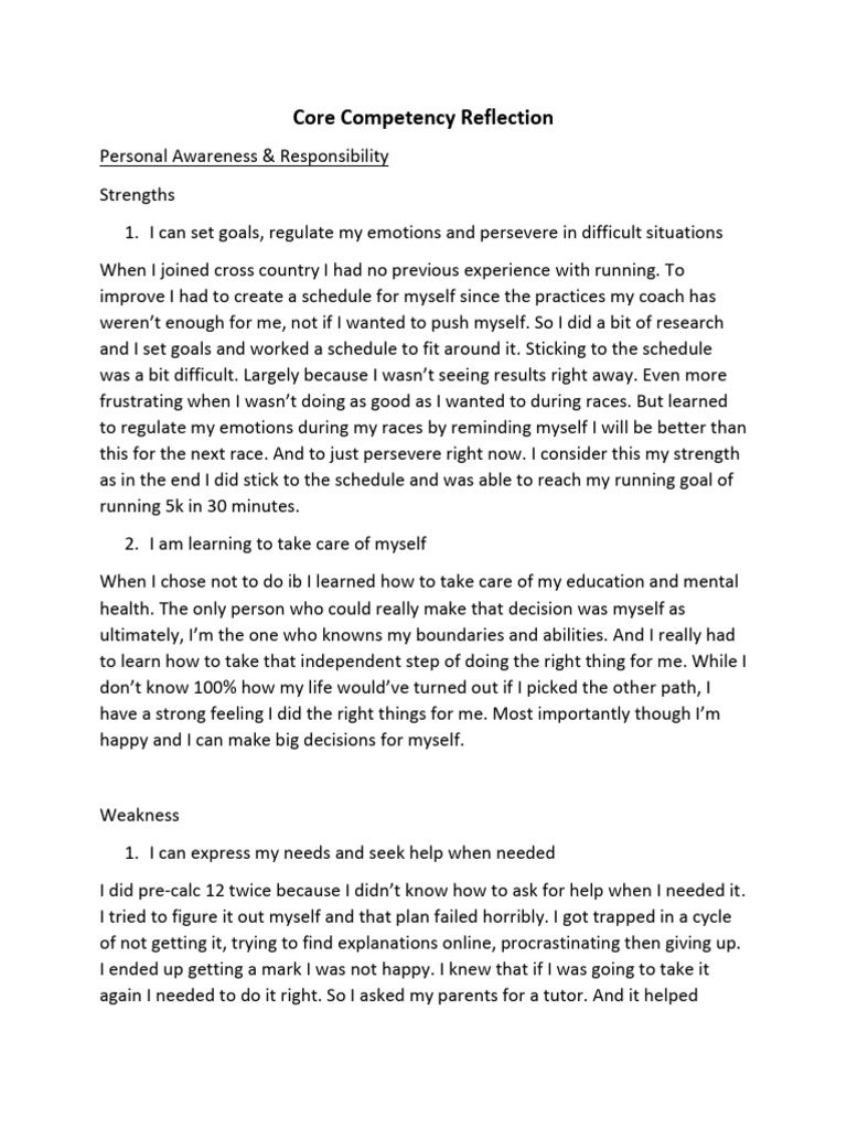 Core Competency Reflection | PDF | Thought | Mathematics