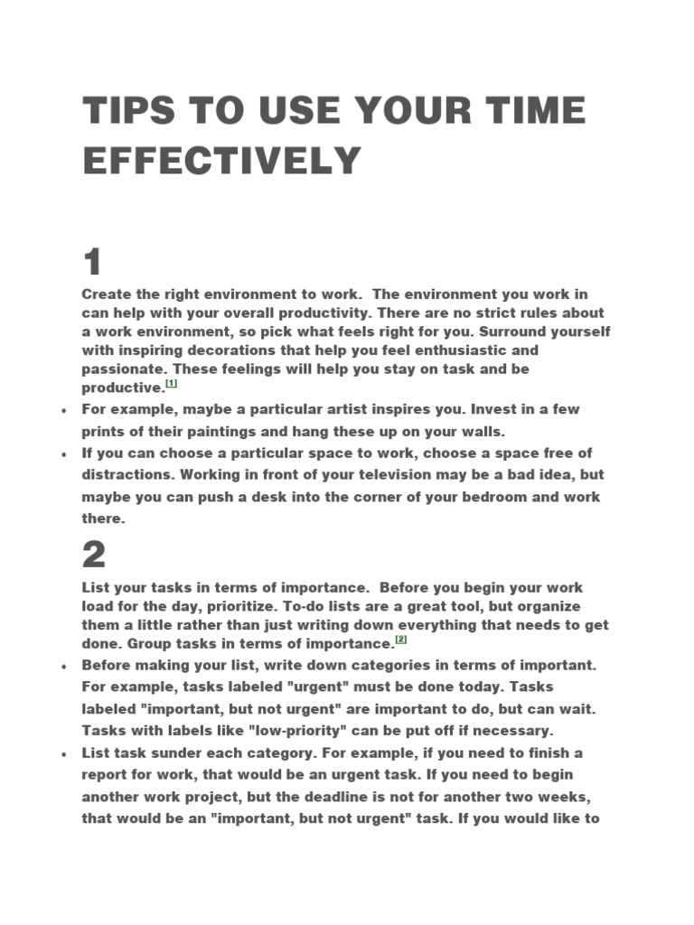 Tips To Use Your Time Effectively | PDF