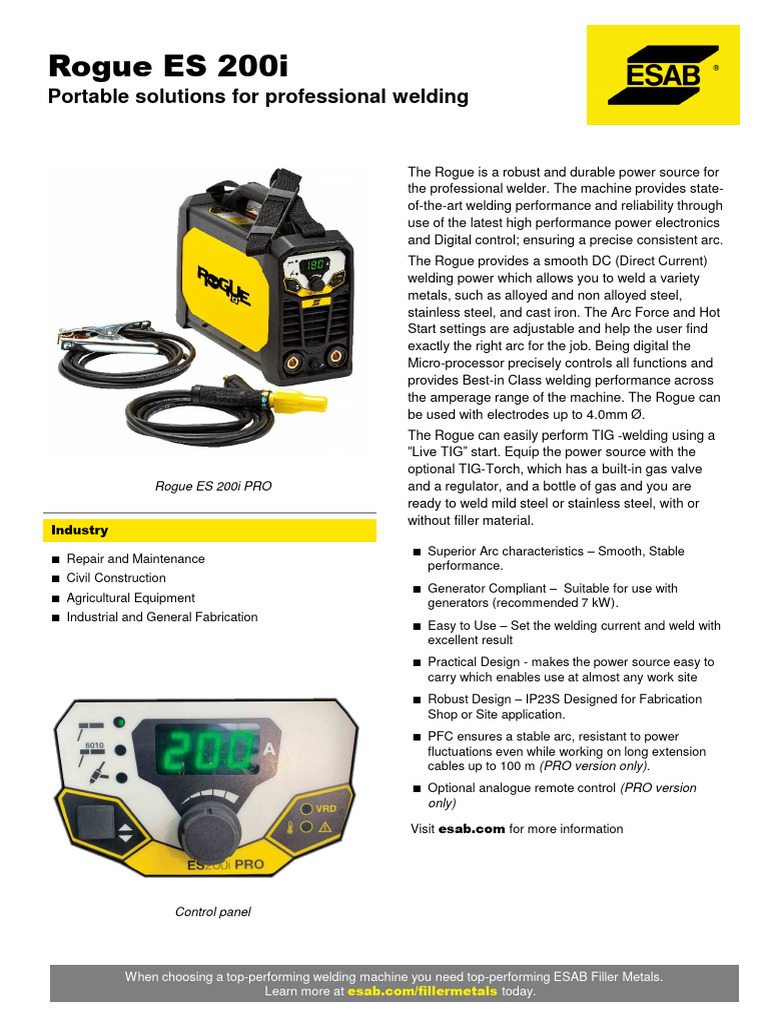 Rogue ES 200i PRO Welding Machine | PDF | Welding | Construction