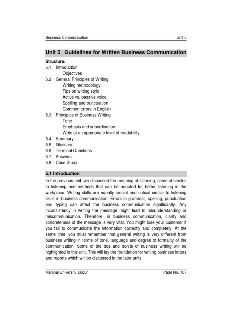 Unit 5 - Guidelines For Written Business Communication | PDF | Adverb ...