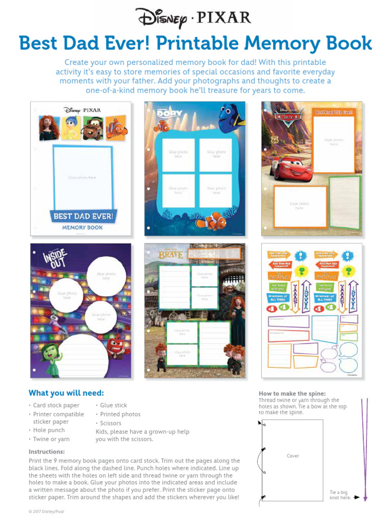 DisneyPixar Best Dad Ever! Printable Memory Book | PDF