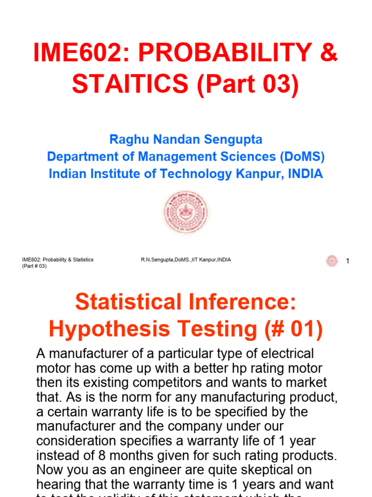IME602Slides_03 | PDF | Statistics | Forecasting