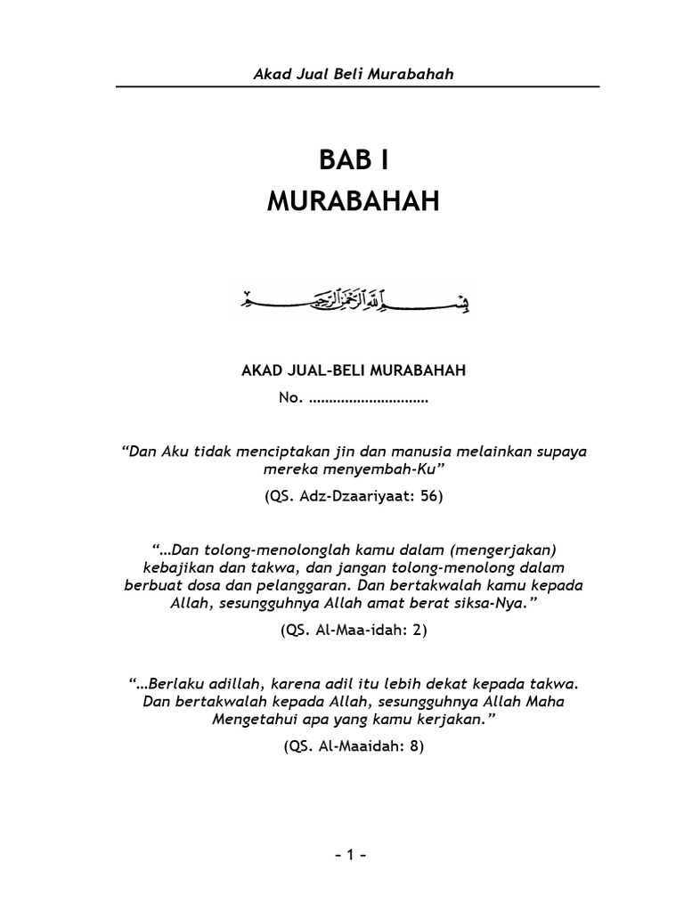 1 - Akad Murabahah BMT | PDF
