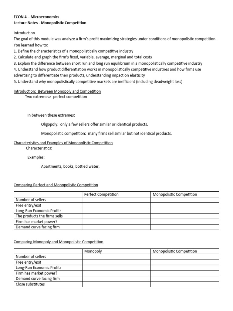 Monopolistic Competition | PDF | Monopoly | Profit (Economics)