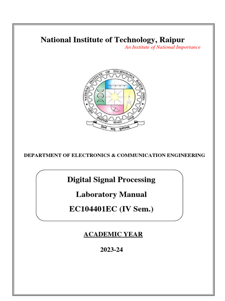 Nitrr DSP Lab Manual | PDF | Discrete Fourier Transform | Sampling (Signal Processing)