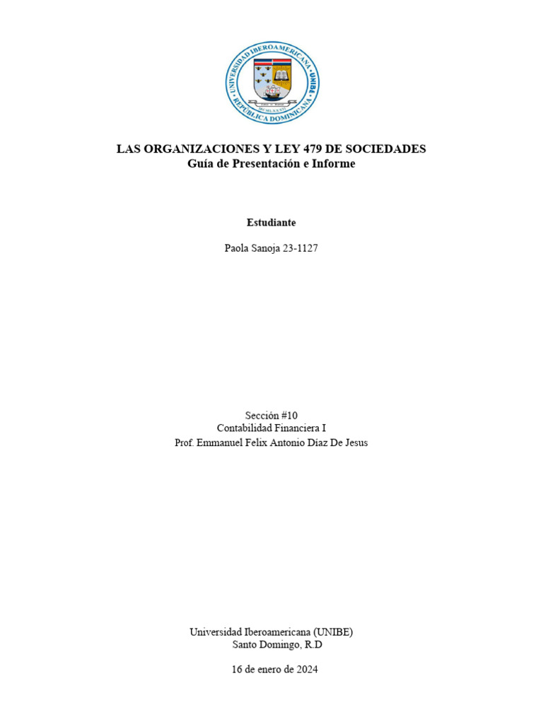 Organizaciones y Ley 479 de Sociedades | PDF