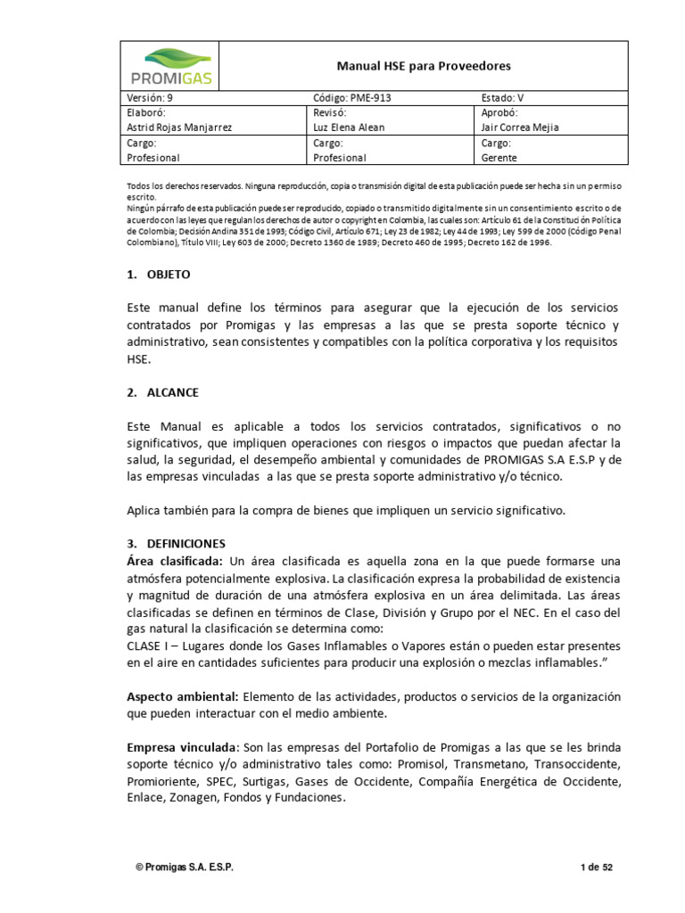 PME-913 Manual HSE para Proveedores | PDF