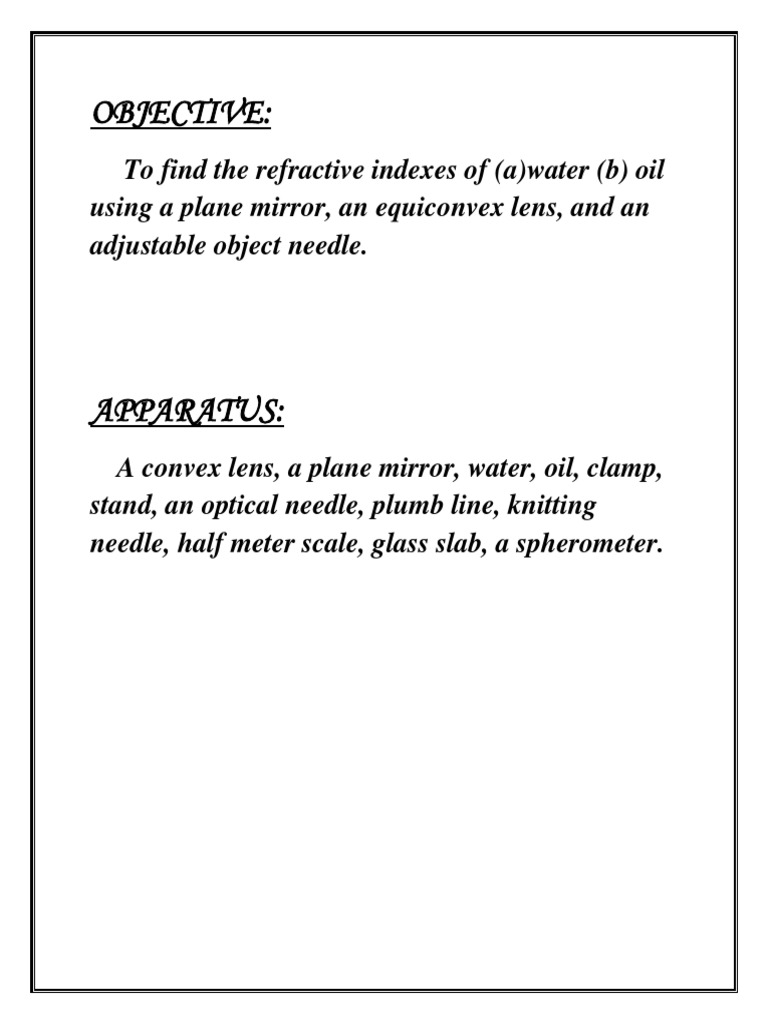 Measure Refractive Index of Water & Oil | PDF | Glass Engineering And ...