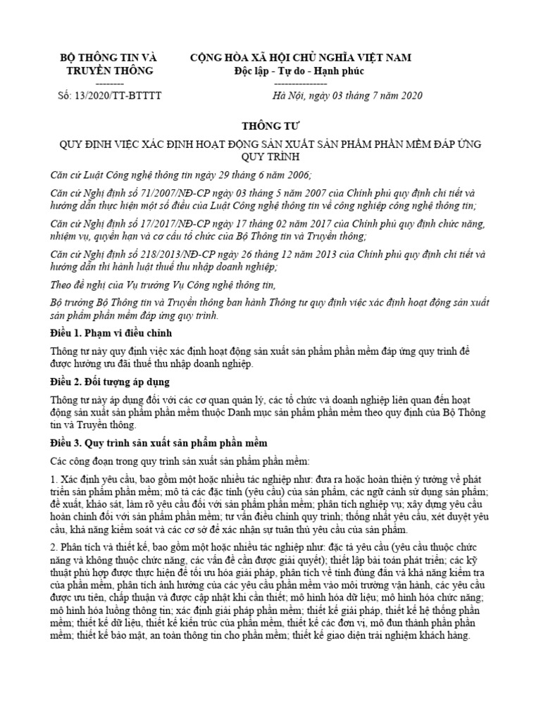 Thông Tư 132020TT-BTTTT | PDF