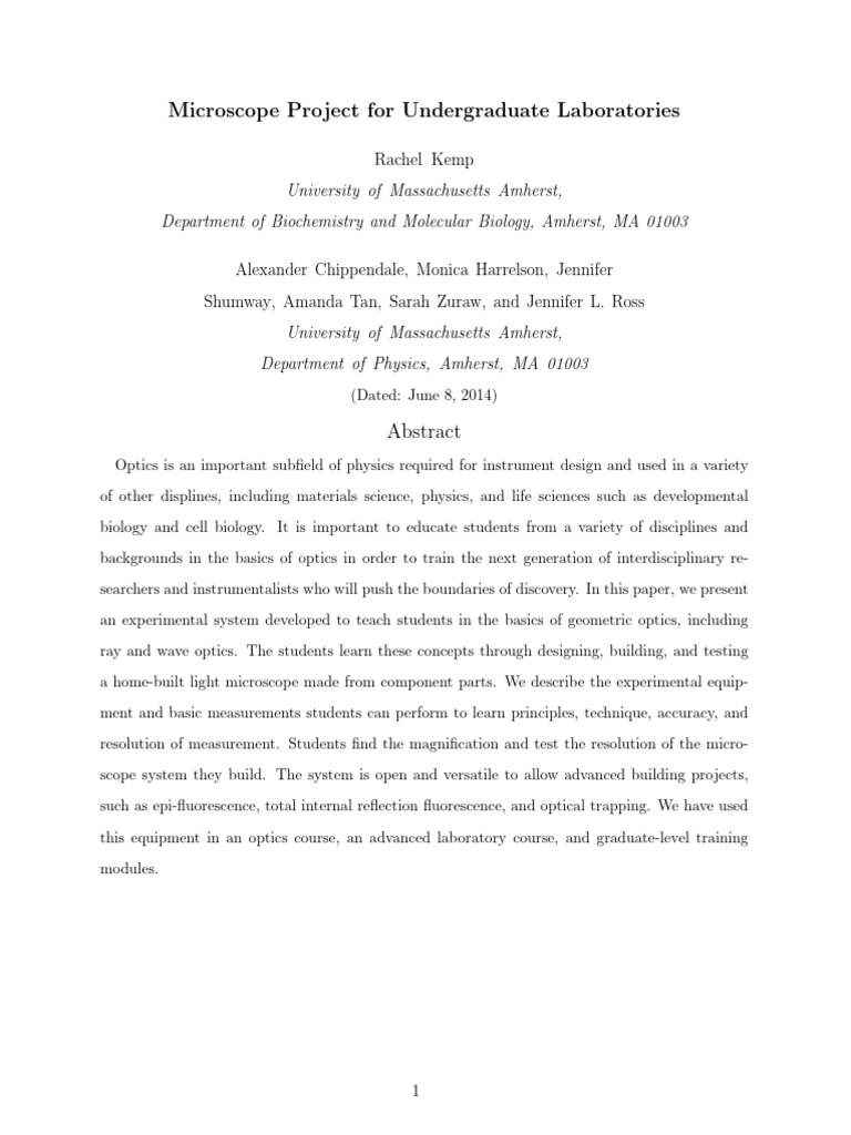 Ross AJP Optics | PDF | Fluorescence Microscope | Angular Resolution