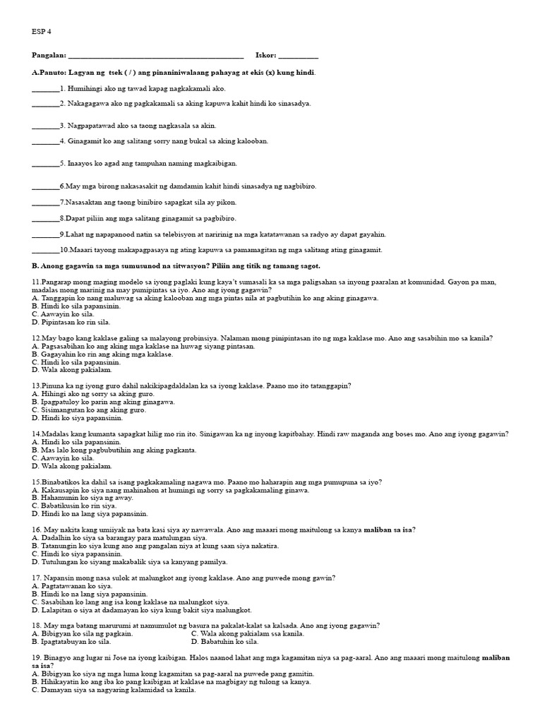 Grade 4 Reviewer - 103222 | PDF