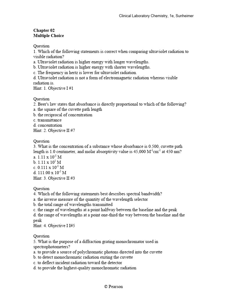 Chapter02 MC | PDF | Electromagnetic Radiation | Absorbance