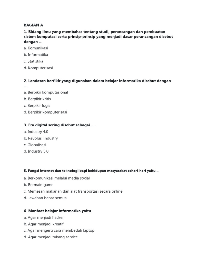 Soal Latihan Informatika | PDF | Seni | Komputer