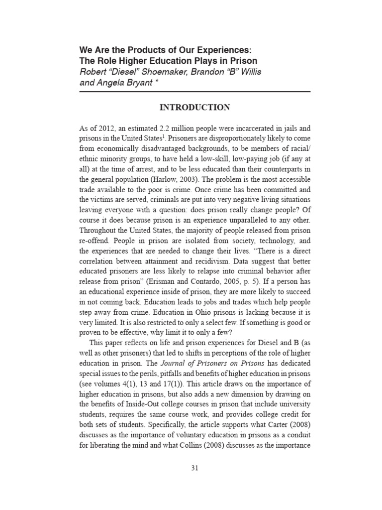 The Role Education in Prison | PDF | Prison | Recidivism