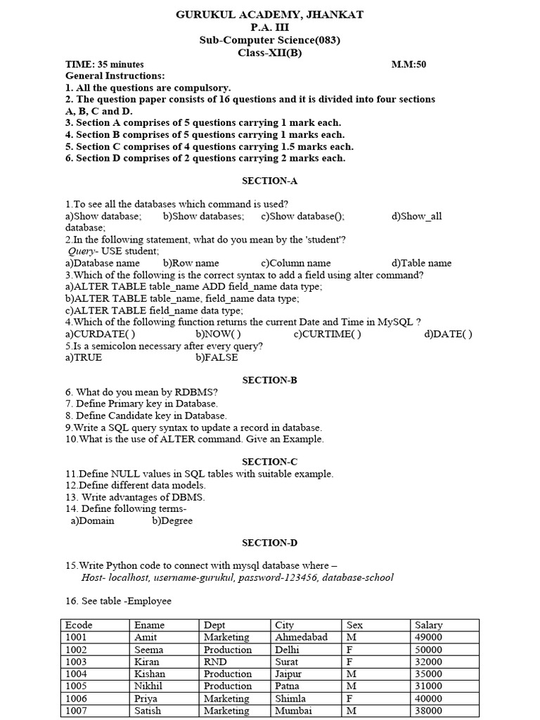 Computer Science 12 | PDF | Relational Database | Databases