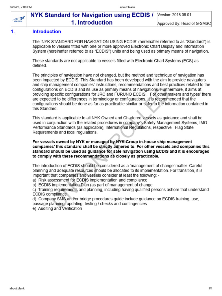 Ecdis 1 | PDF | Navigation | Regulatory Compliance