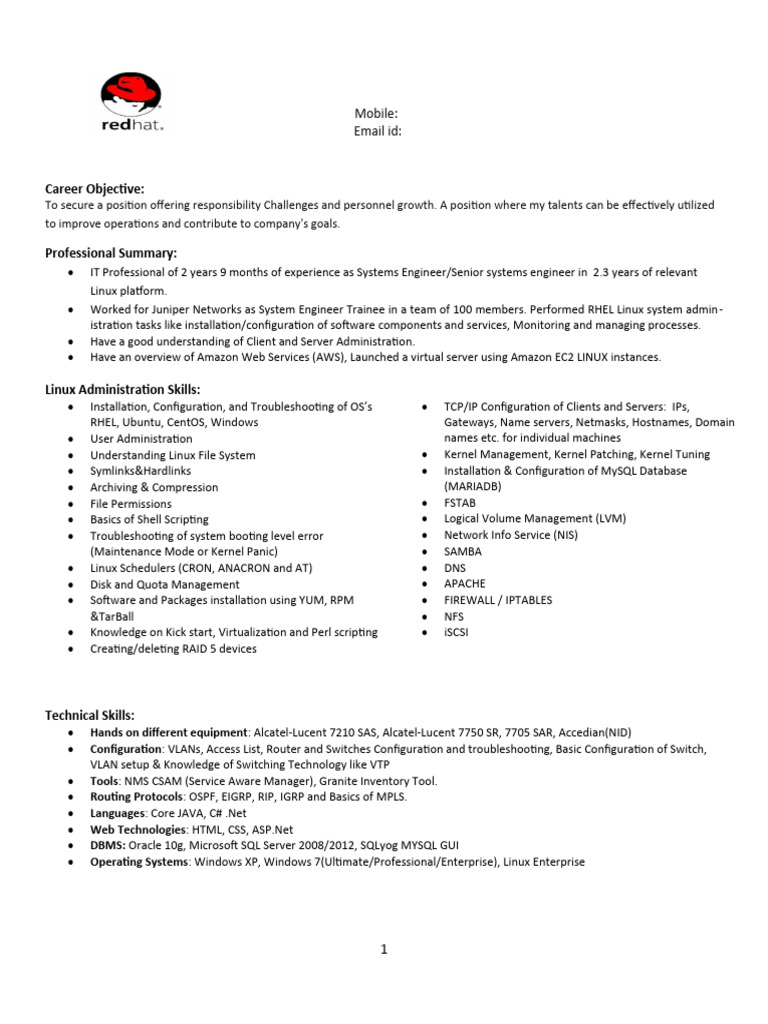 Career Objective | PDF | Installation (Computer Programs) | Linux